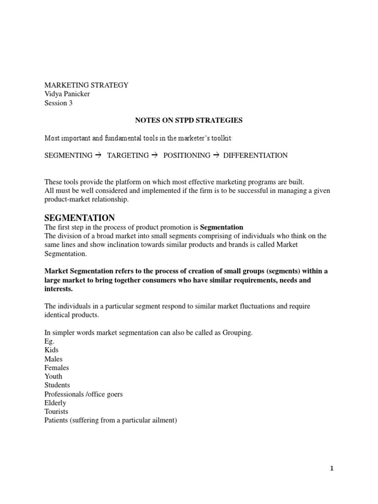 STPD Marketing Strategies Explained | PDF | Market Segmentation ...