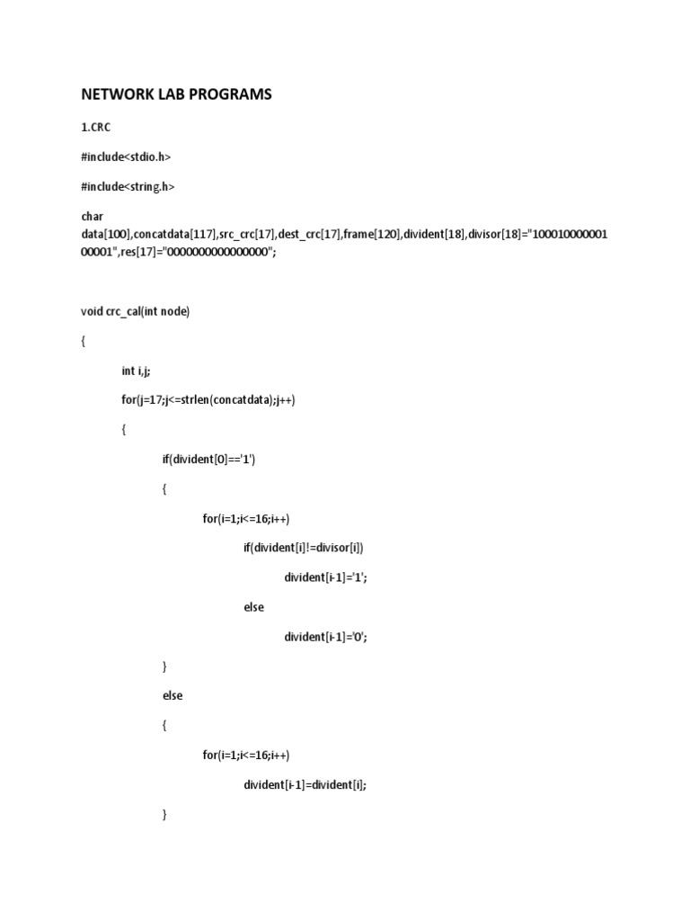 Computer Network Lab Programs Overview | PDF | Computer Data | Computer ...