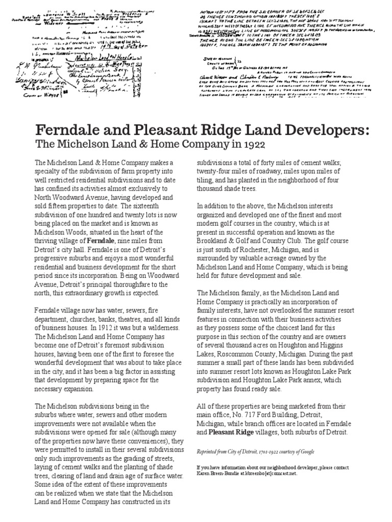 Michelson Excerpt and Freep Ad - The City of Detroit Michigan 1701-1922 ...