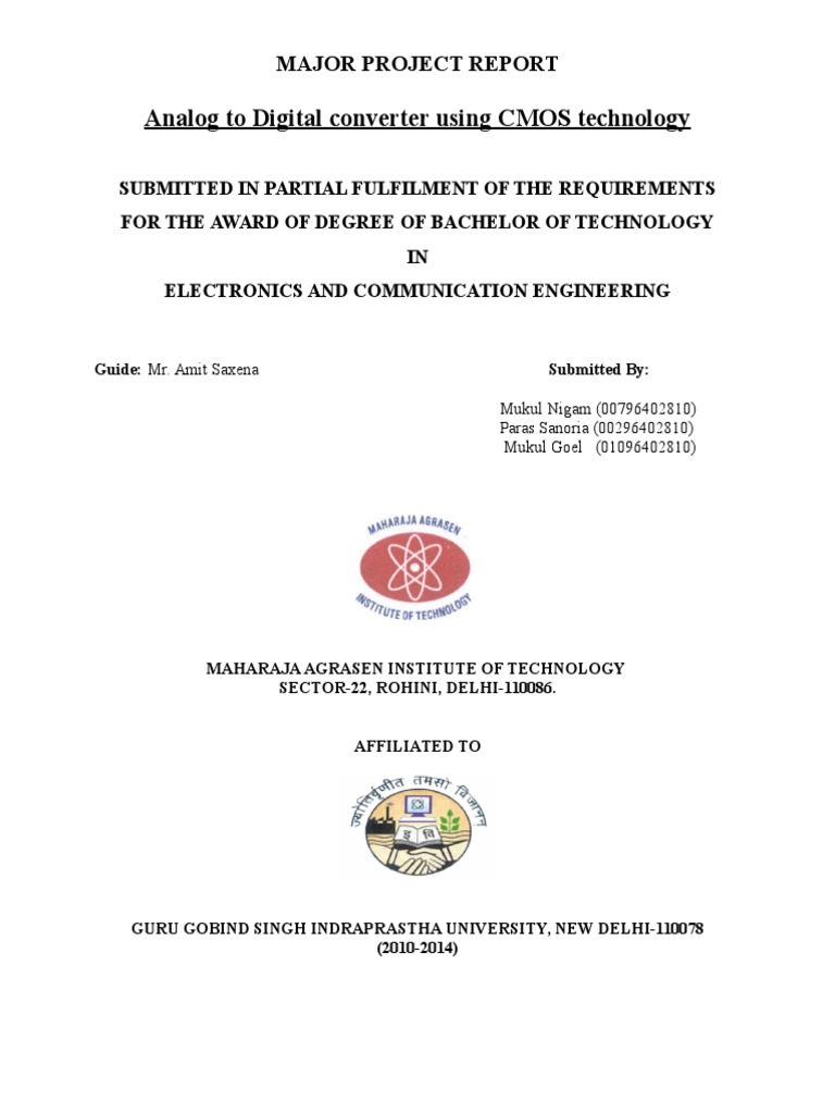 Sigma Delta ADC Report - B.Tech Final Year Project | PDF | Analog To Digital Converter ...
