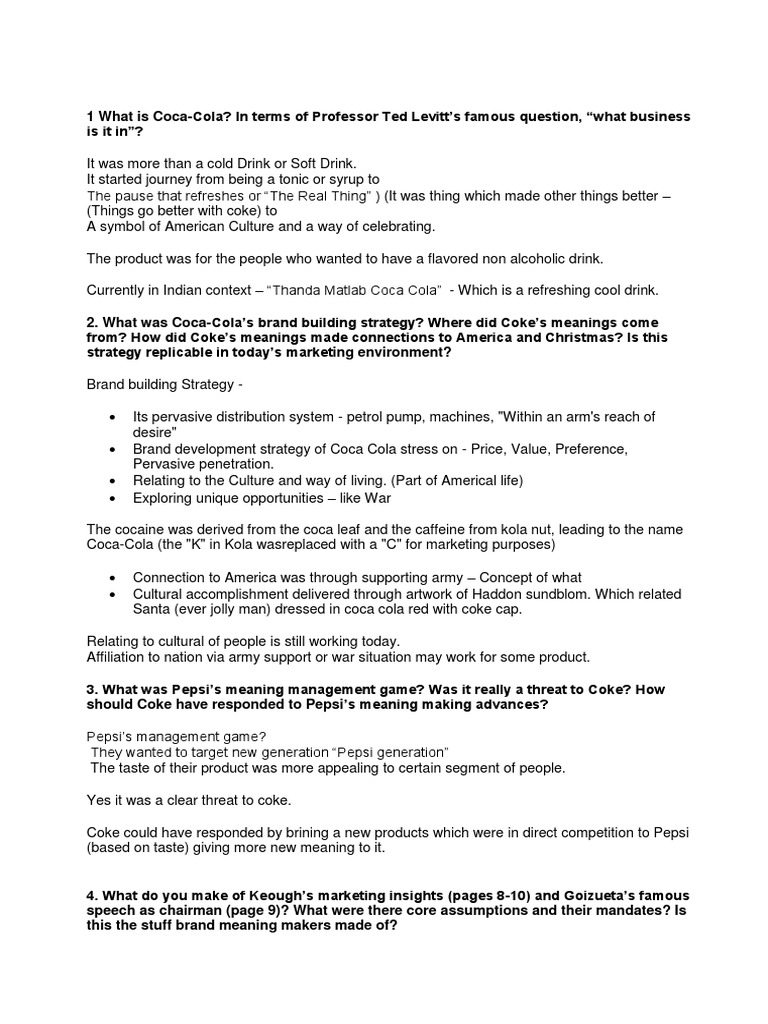 Introducing New Coke Case Study Answers | PDF | Coca Cola | Cola