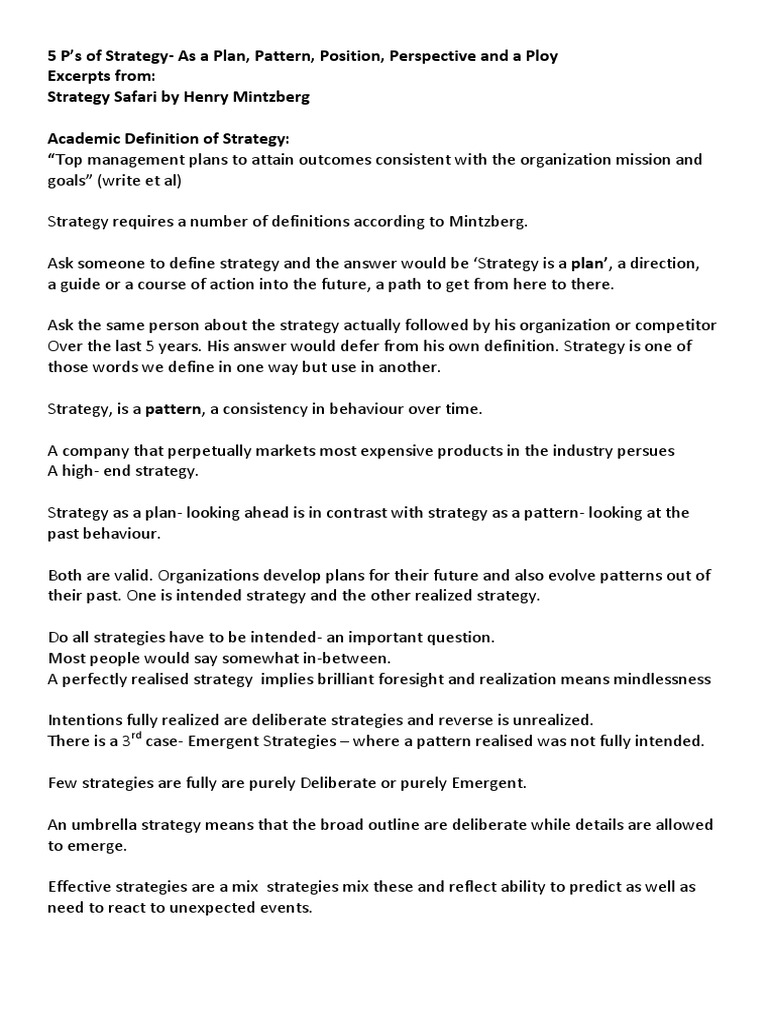 5 Ps of Strategy - Henry Mintzberg | PDF | Mc Donald's | Epistemology