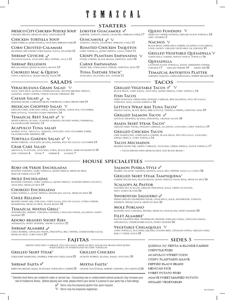 Temazcal Seaport All Day Menu | PDF | Taco | Salad