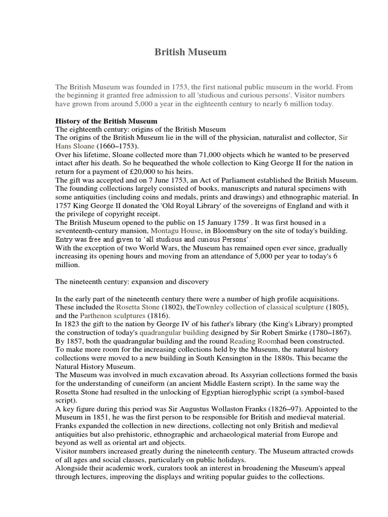 History of The British Museum | PDF | British Museum | Museum