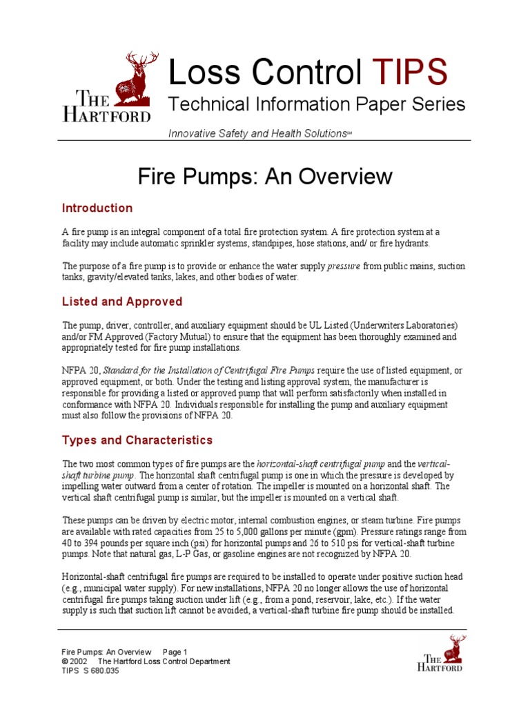 Fire Pumps Overview | PDF | Pump | Valve