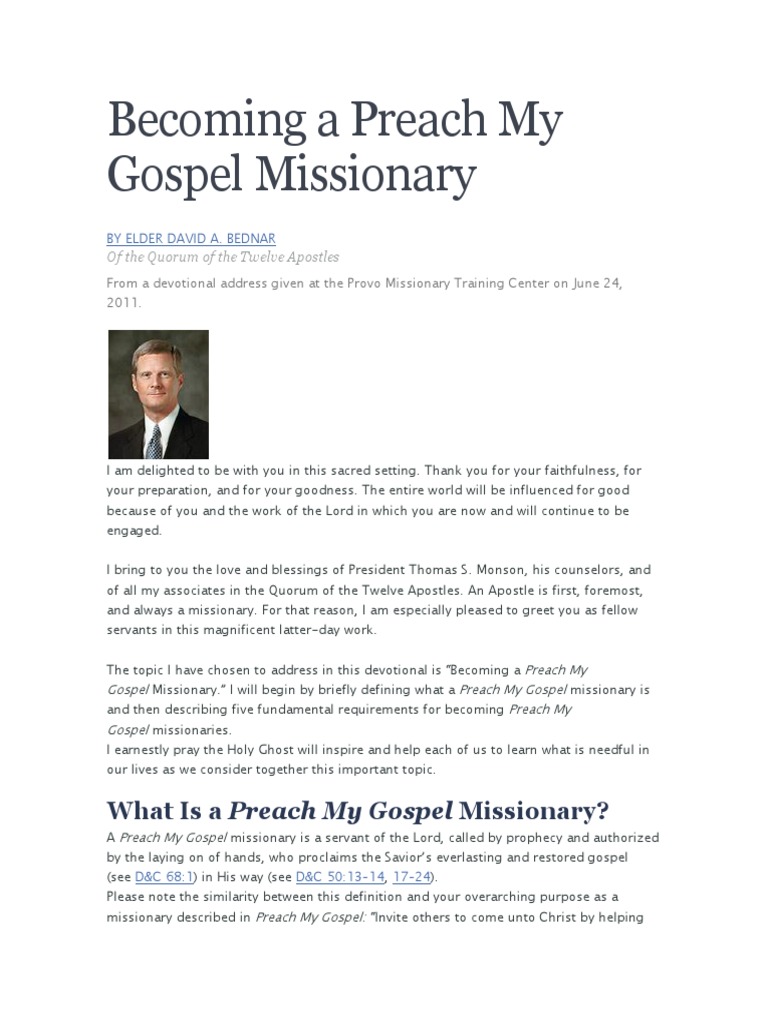 Becoming A Preach My Gospel Missionary | PDF | Missionary (Lds Church ...