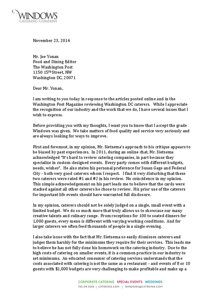 Windows Letter To The Editor | PDF | Cuisine | Food And Drink