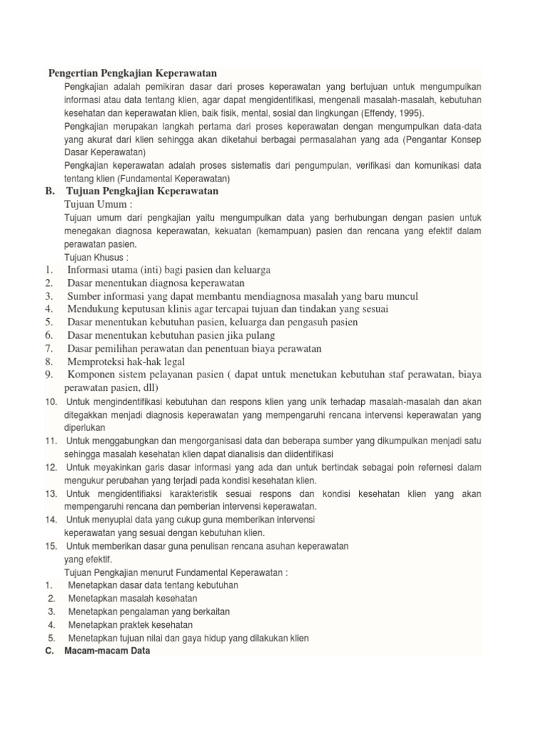 Pengertian Pengkajian Keperawatan - Perumperindo.co.id
