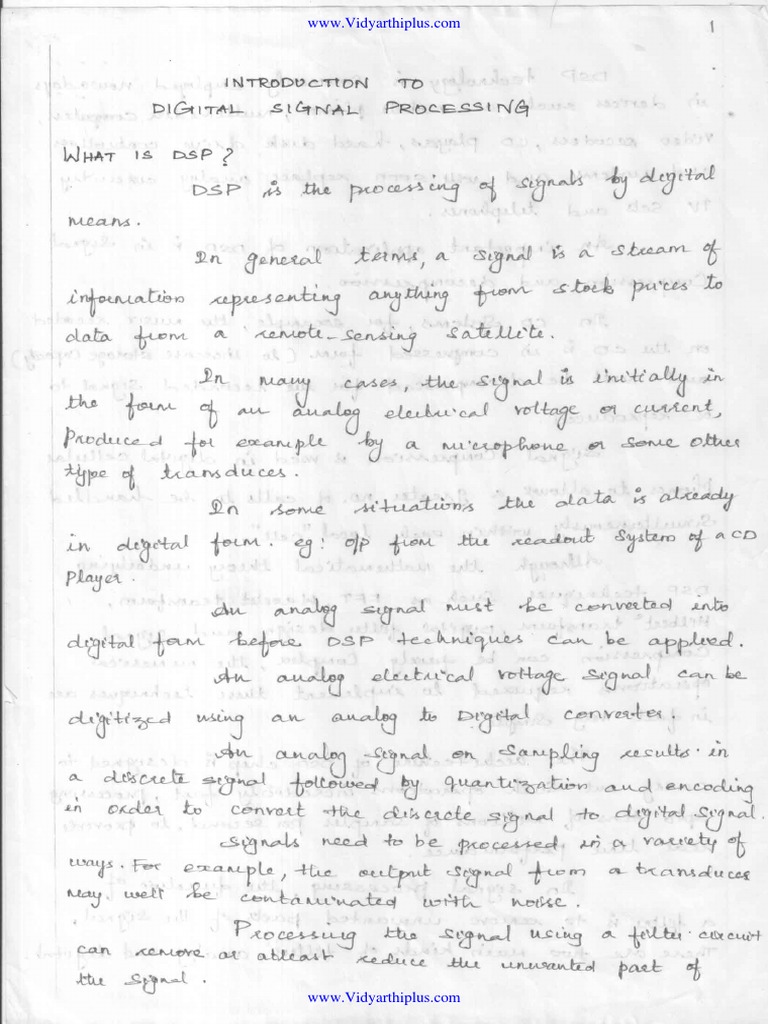 DSP Unit 1 PDF | PDF