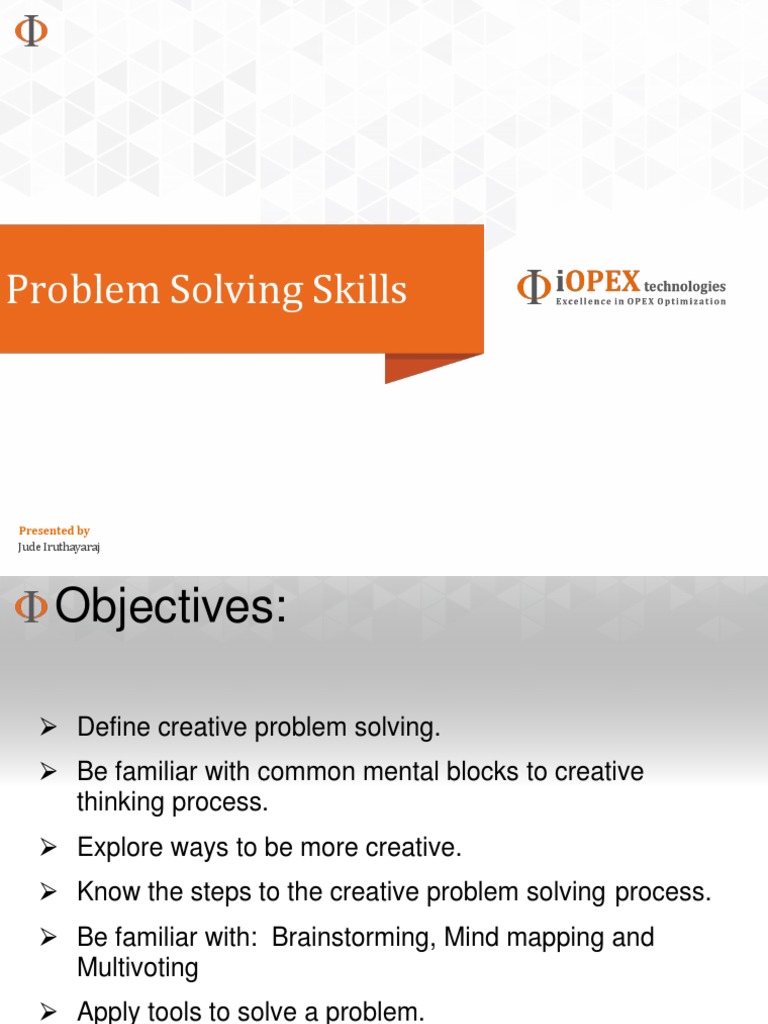 Problem Solving Skills | PDF | Brainstorming | Thought
