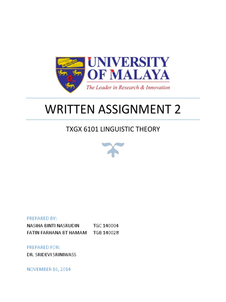 Written Assignment 2: TXGX 6101 Linguistic Theory | PDF | Clause ...