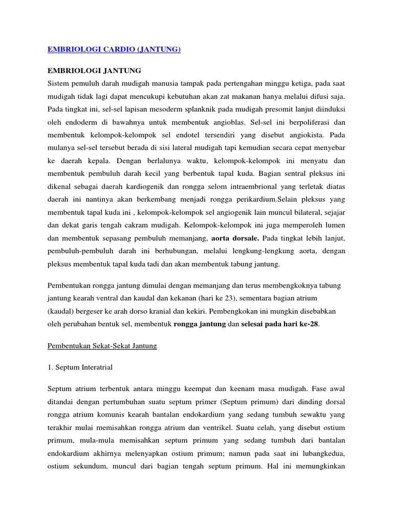 Embriologi Jantung dan Defek ASD | PDF