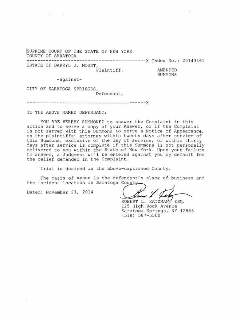 Amended Summons and Complaint | PDF | Summons | Plaintiff