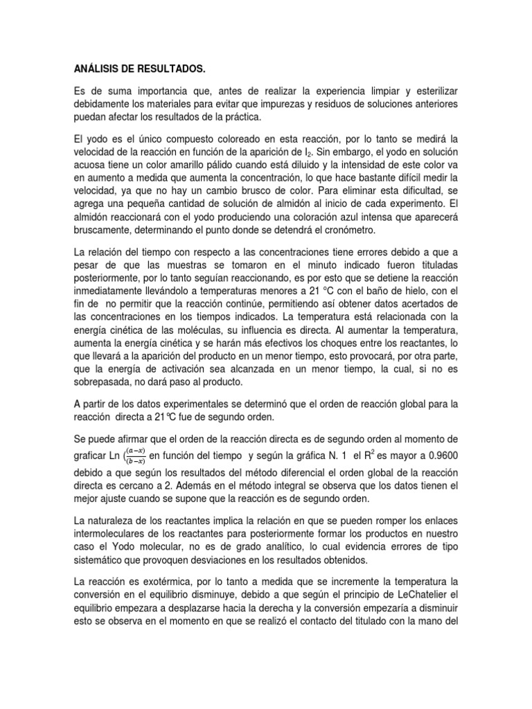 Borrador Lab 2 de Fisicoquimica 2 | PDF | Cinética química | Yodo