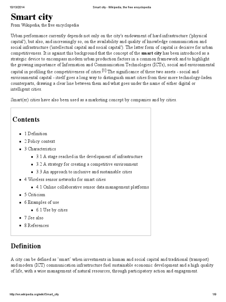 Smart City - Wikipedia, The Free Encyclopedia | PDF | Economies ...