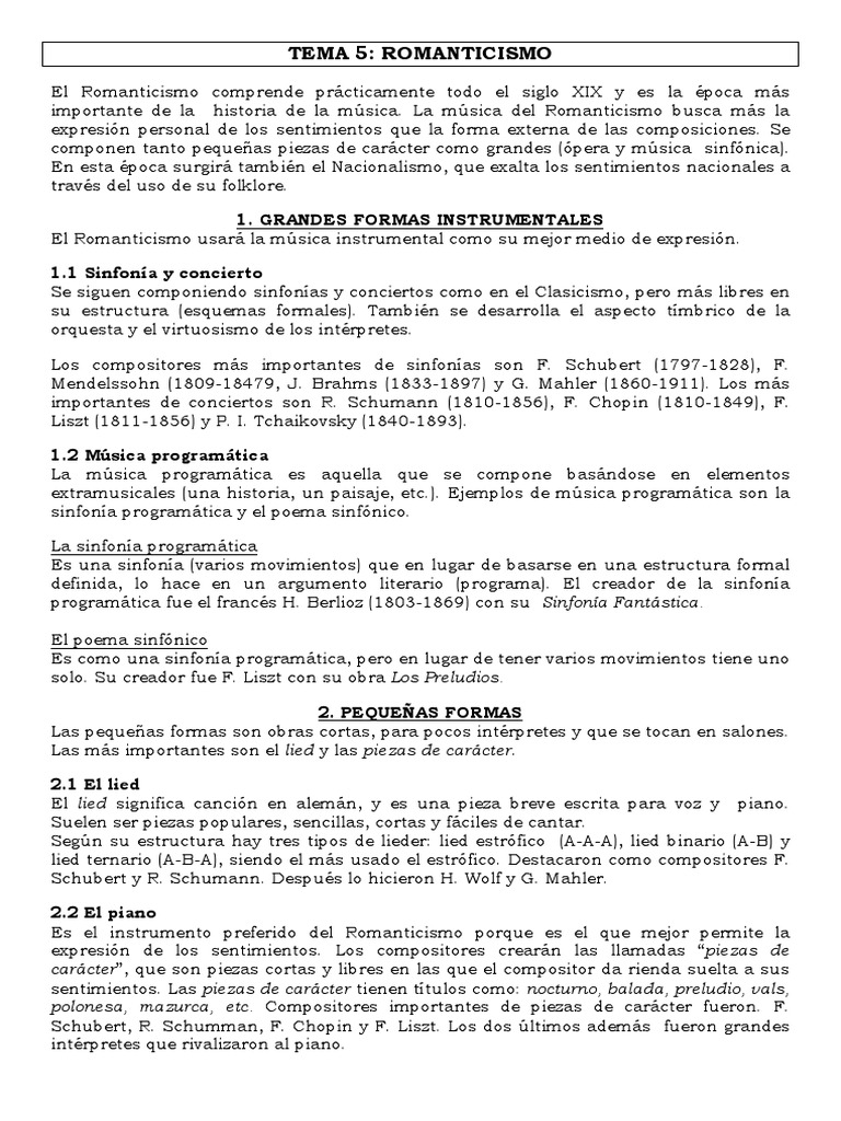 Romanticismo 4º Eso | PDF | Ópera | Musica romantica