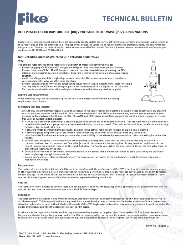 Best Practices For Rupture Disc (RD) / Pressure Relief Valve (PRV ...