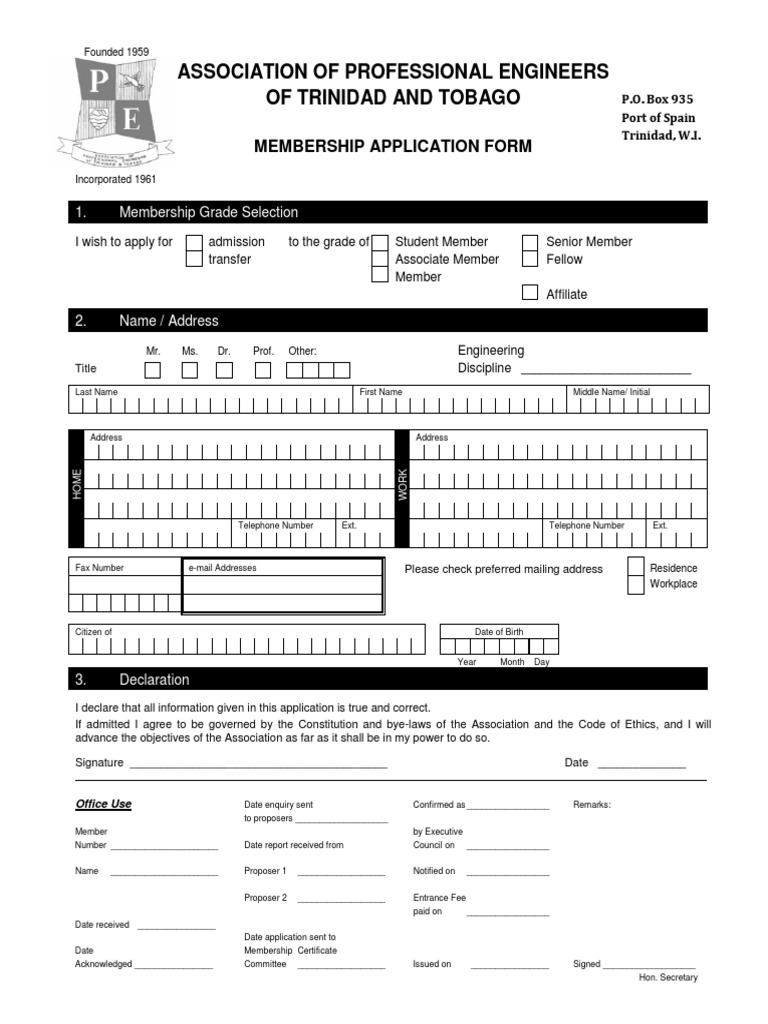 APETT Membership Form | PDF | Fellow | University And College Admission