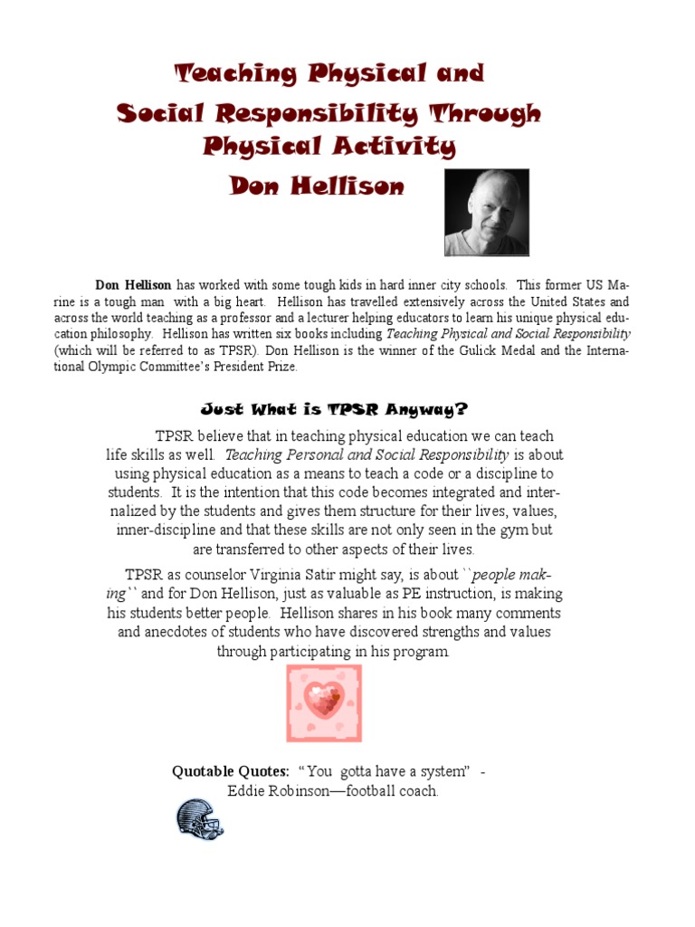 Understanding Hellison's TPSR Model | PDF | Physical Education | Self ...