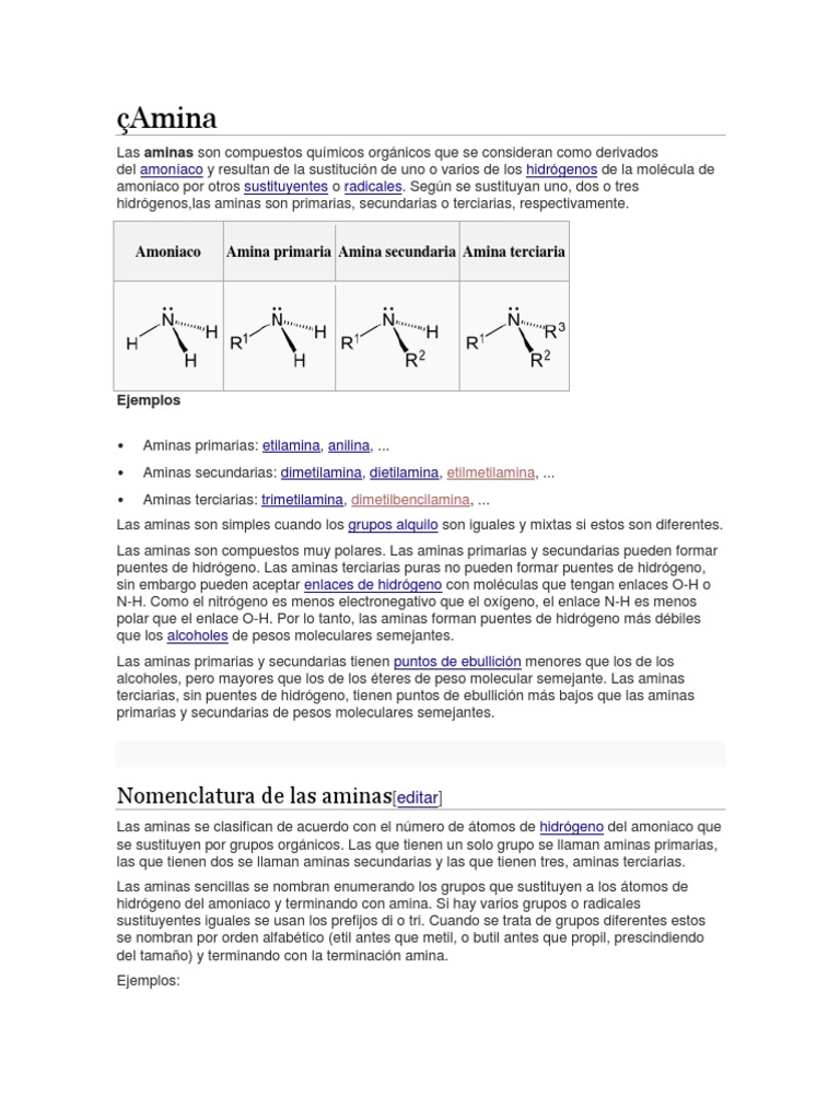 Amina | PDF | Amina | Compuestos de carbono