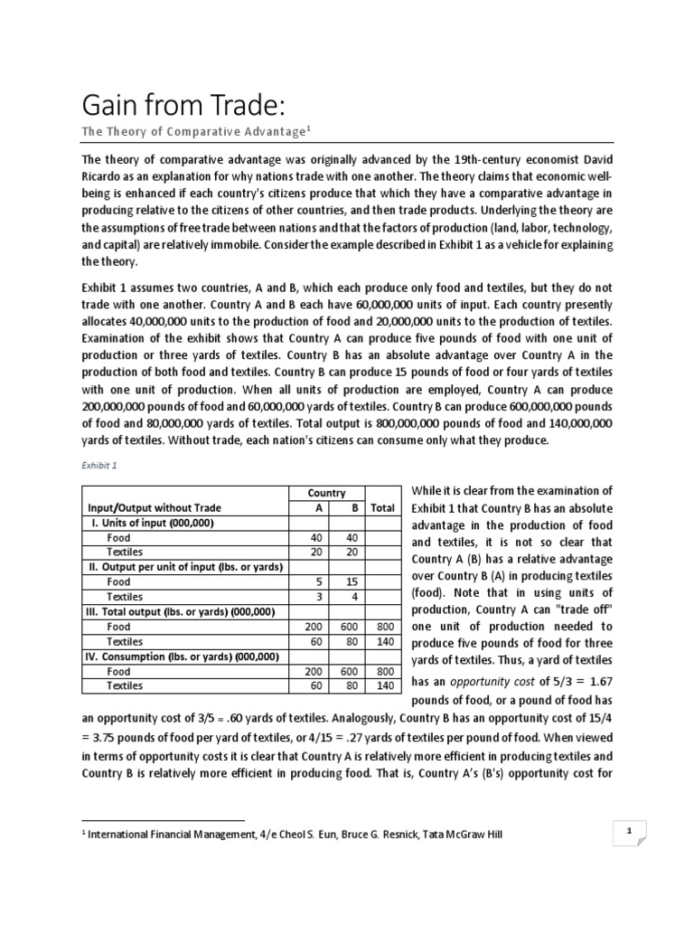 Gain From Trade The Theory of Comparative Advantage | PDF | Comparative ...