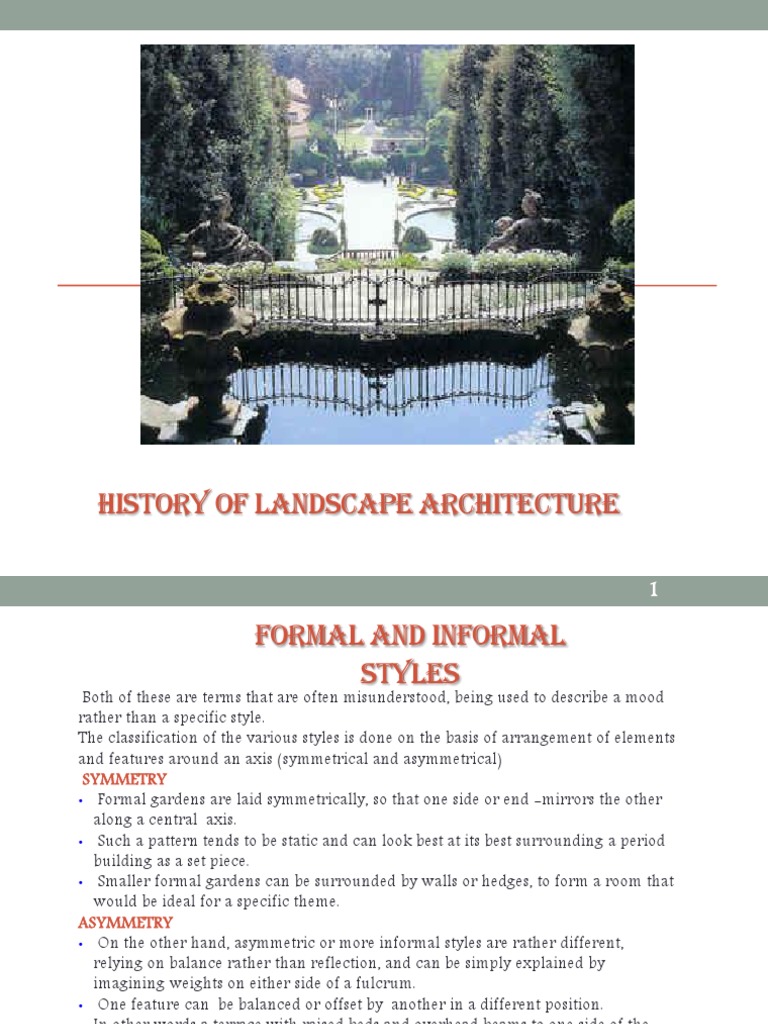 HISTORY Landscape | PDF | Environmental Design | Horticulture And Gardening