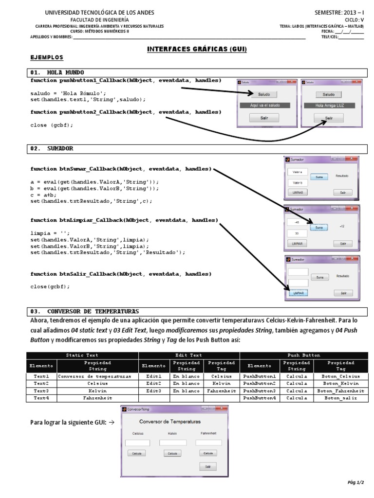 01 - Interfaces Gráficas - Matlab | PDF | Celsius | Fahrenheit