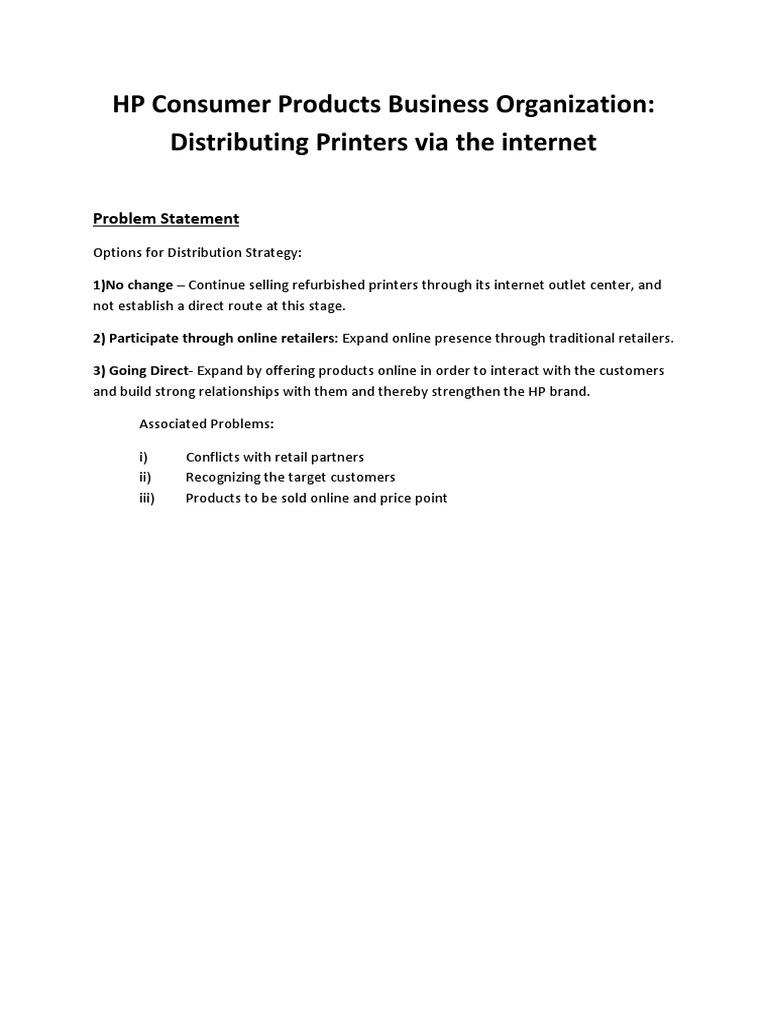 HP Consumer Products Business Organization | PDF