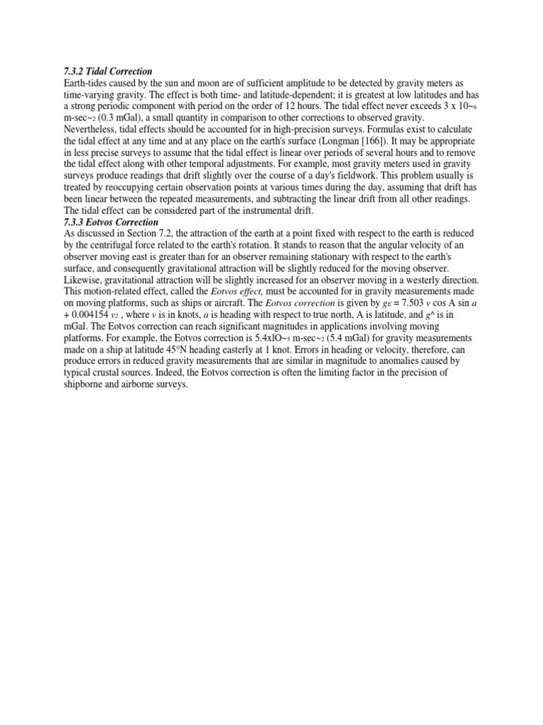 Gravity Survey Corrections Guide | PDF | Gravity | Tide