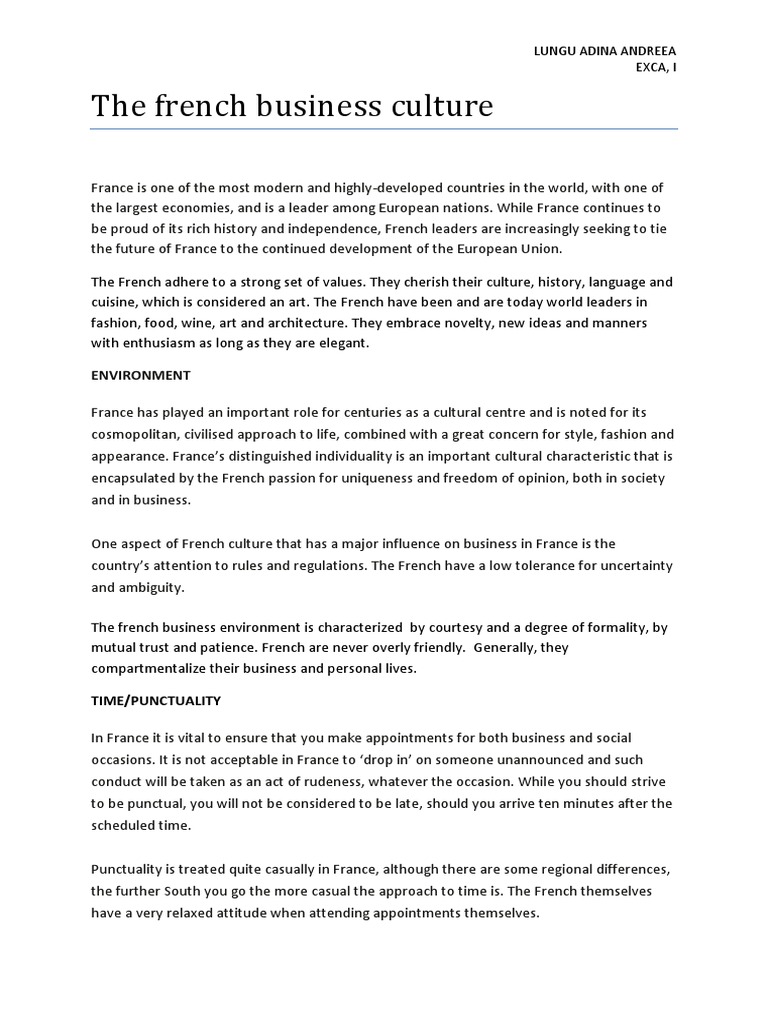 The French Business Culture | PDF | Individualism | France
