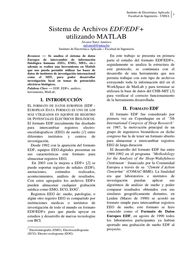 Análisis y Uso de Formato EDF en Matlab | PDF | Muestreo (procesamiento ...