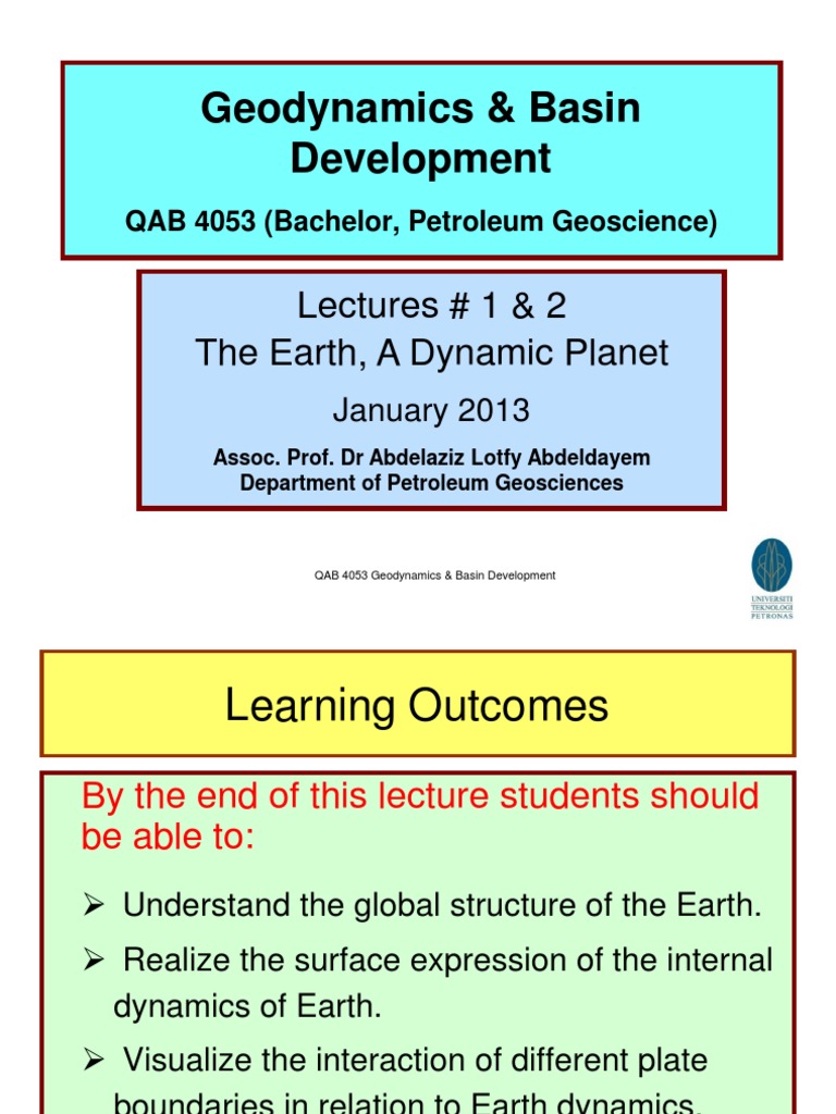 Lecture #1 & 2 The Dynamic Earth | PDF | Plate Tectonics | Sedimentary ...