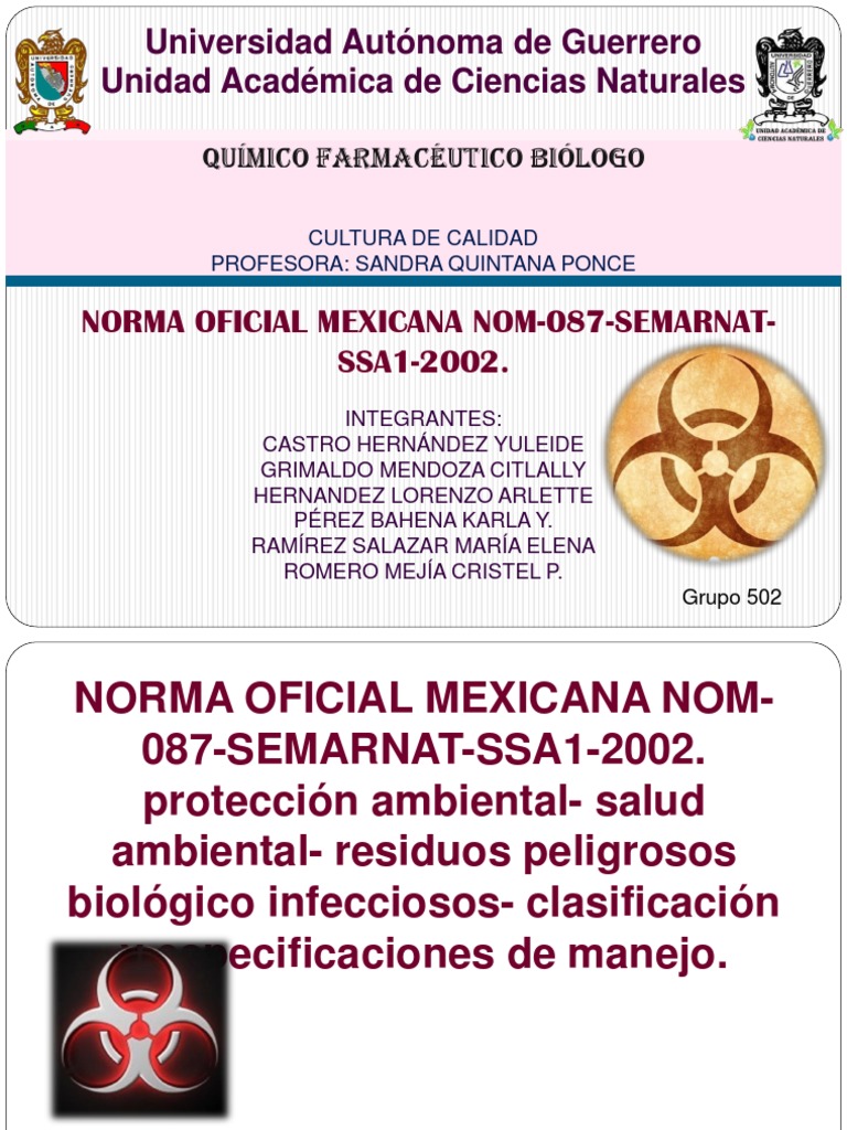 NOM 087: Manejos de RPBI | PDF | Residuos | México