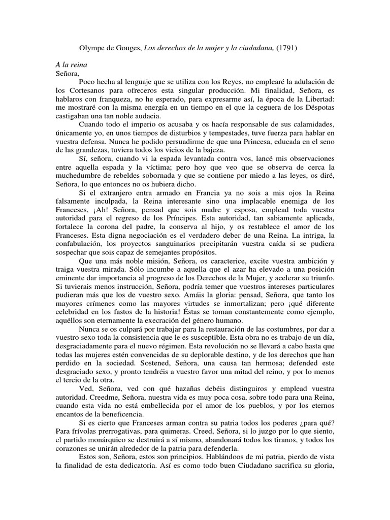 Olympe de Gouges. Los Derechos de La Mujer y de La Ciudadanax ...