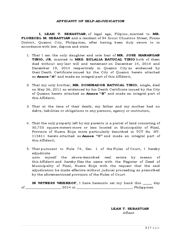 Affidavit of Self Adjudication | PDF