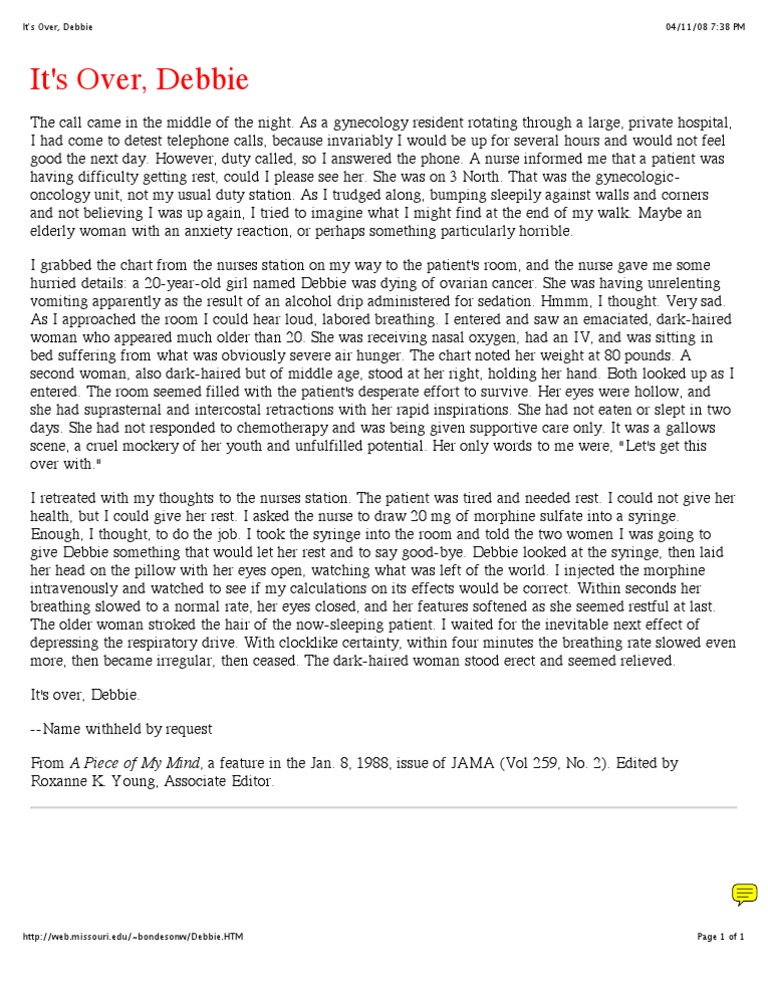 Its Over Debbie | Download Free PDF | Clinical Medicine | Medical ...