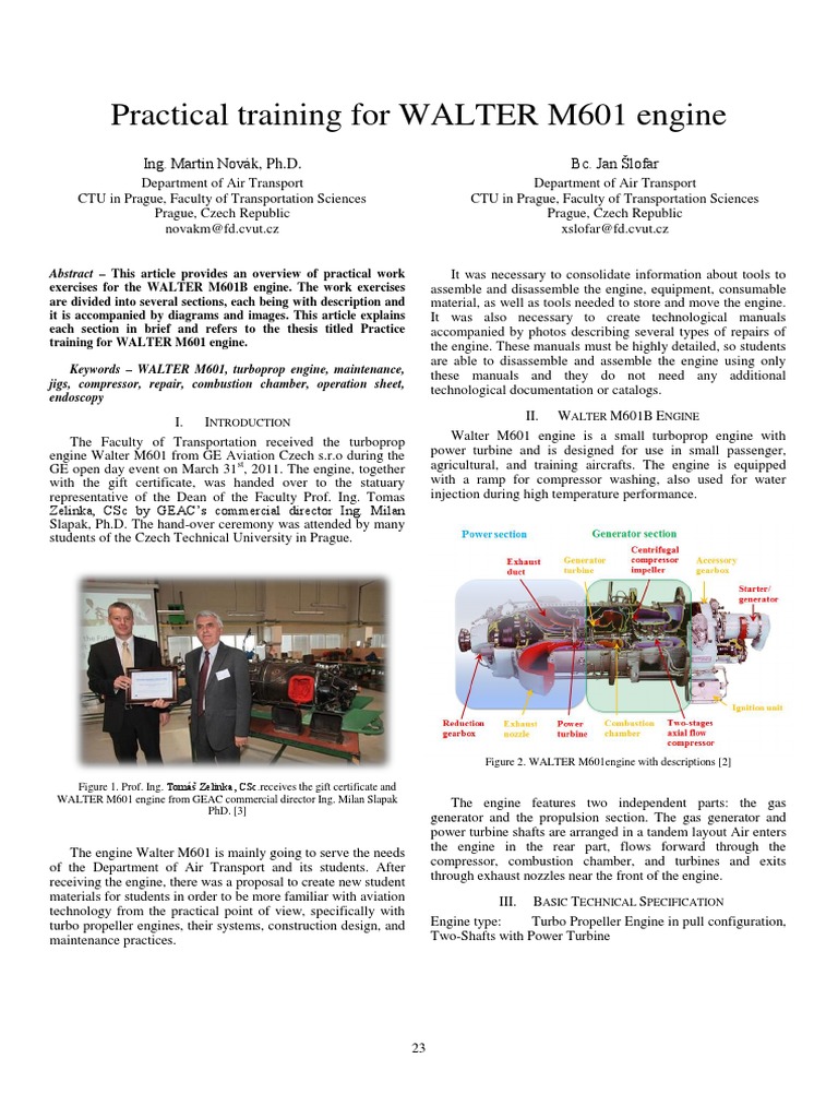 Practical training for WALTER M601 engine | Turbine | Engines