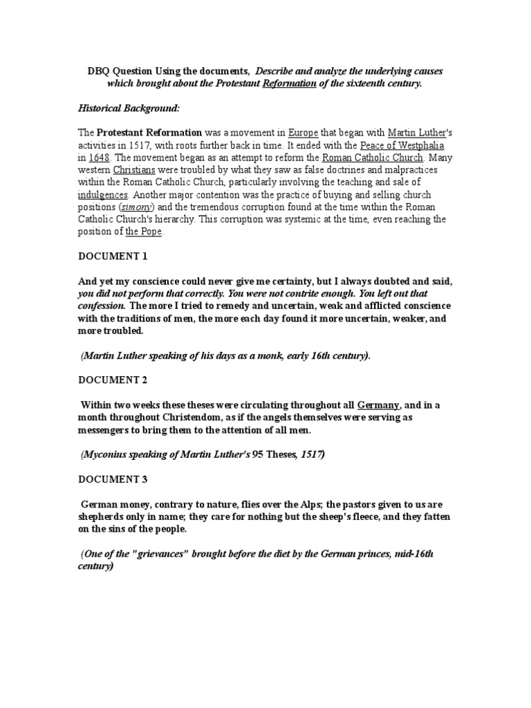 Causes of the Protestant Reformation | PDF | Protestantism | Catholic ...