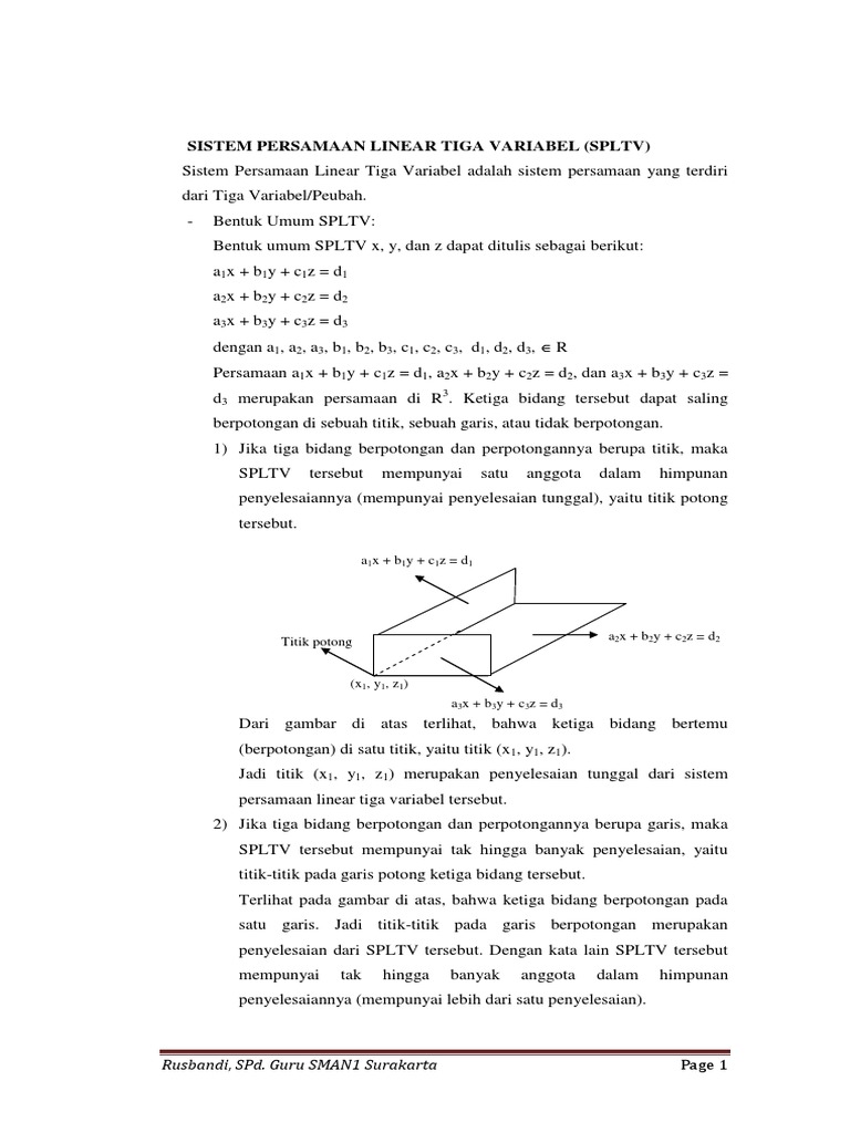 Sistem Persamaan Linear Tiga Variabel | PDF | Komputer