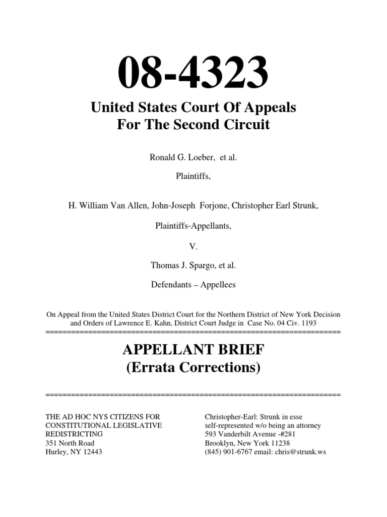 Errata Appellant Brief and Appendix For 2nd Circuit Appeal Case Loeber ...