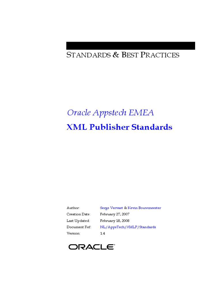 XML Publisher Coding Standards | PDF | Computer Programming | Software Engineering