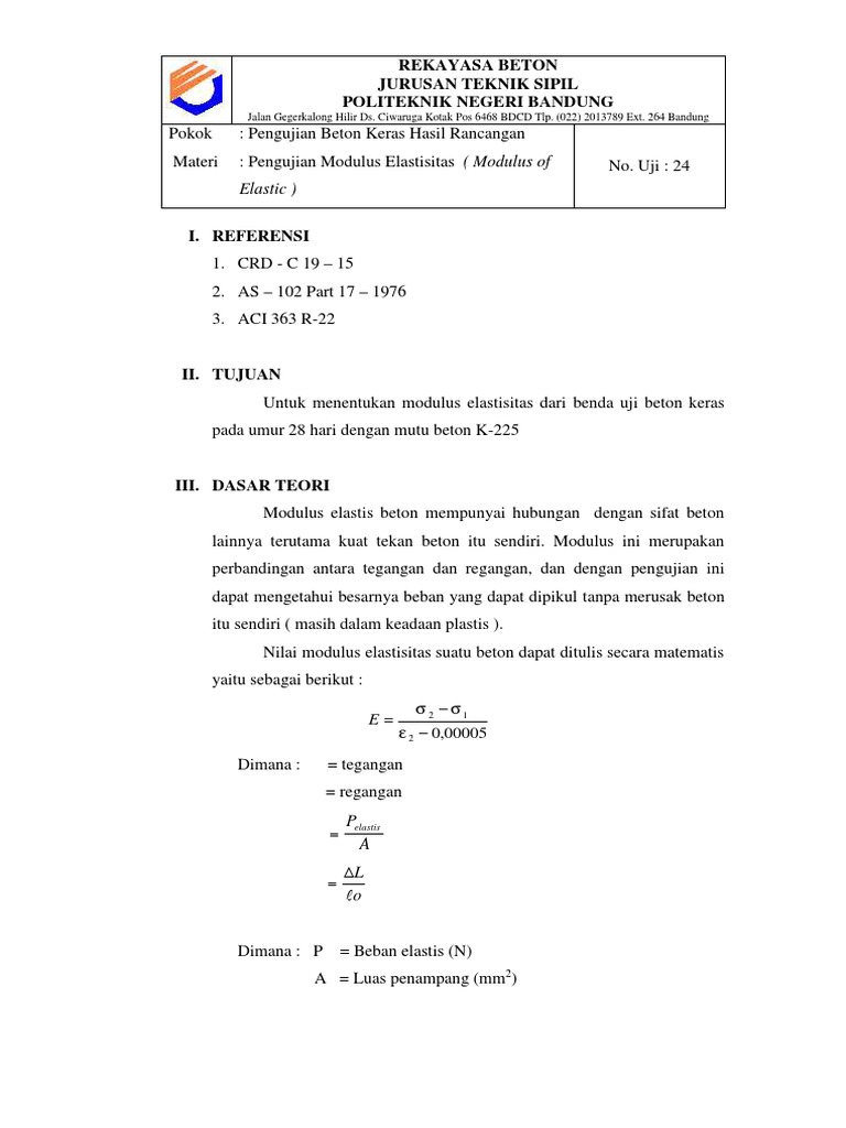 Pengujian Modulus Elastisitas | PDF