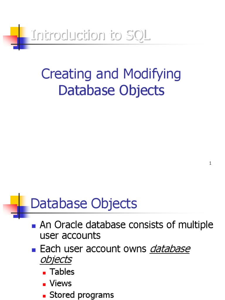 Week1 Creating Database Objects Part1 | PDF | Sql | Data Type