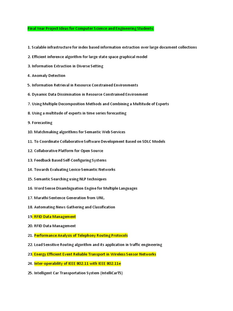 Final Year Project Ideas For Computer Science and Engineering Students ...