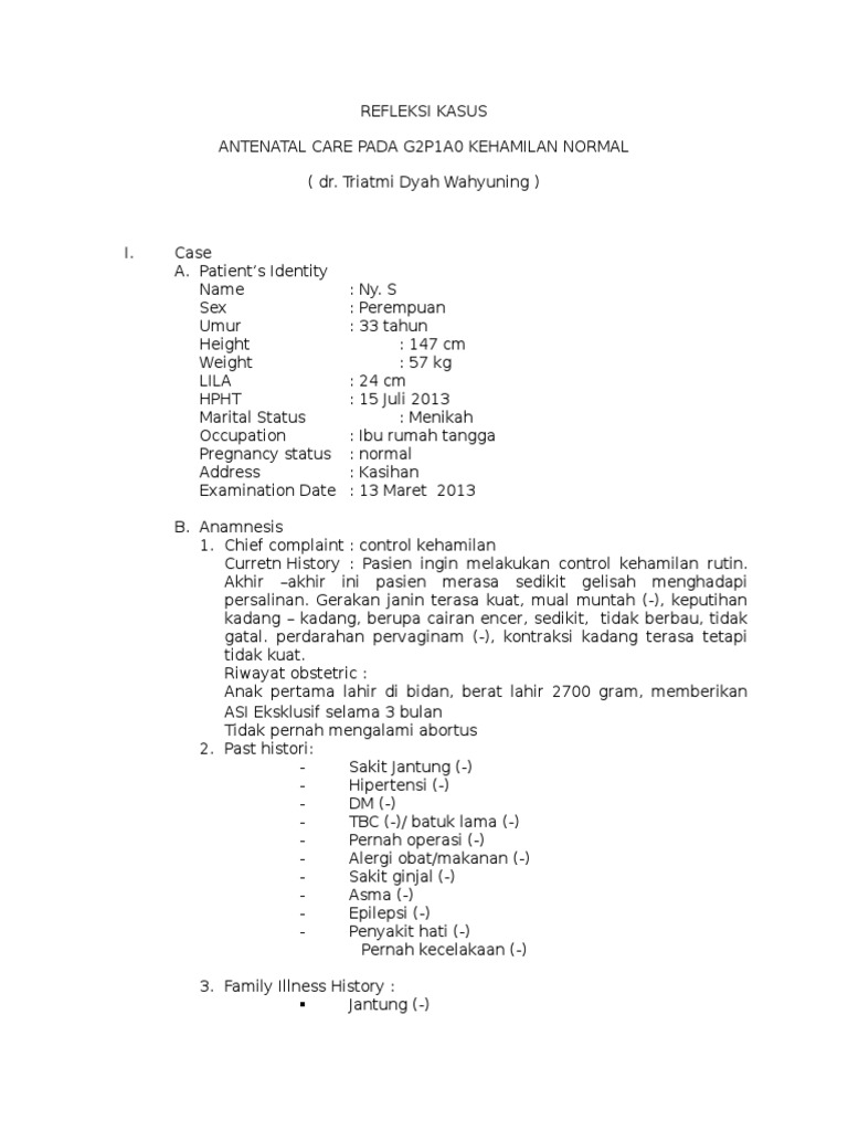 Refleksi Kasus Anc | PDF