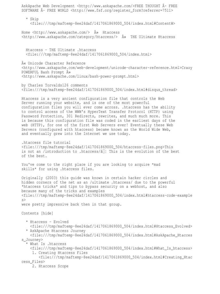 Htaccess - The Ultimate .Htaccess | PDF | Apache Http Server | Hypertext Transfer Protocol