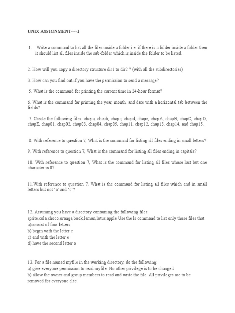 Unix Assignment Pdf Directory Computing Computer File