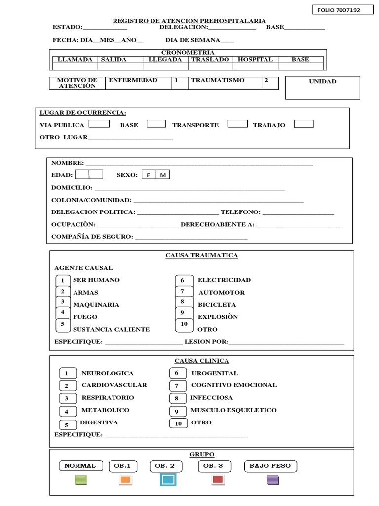 Registro de Atención Prehospitalaria | PDF | Ciencias sociales