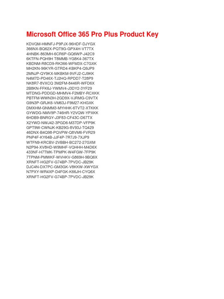 Microsoft Office 365 Pro Plus Product Key | PDF