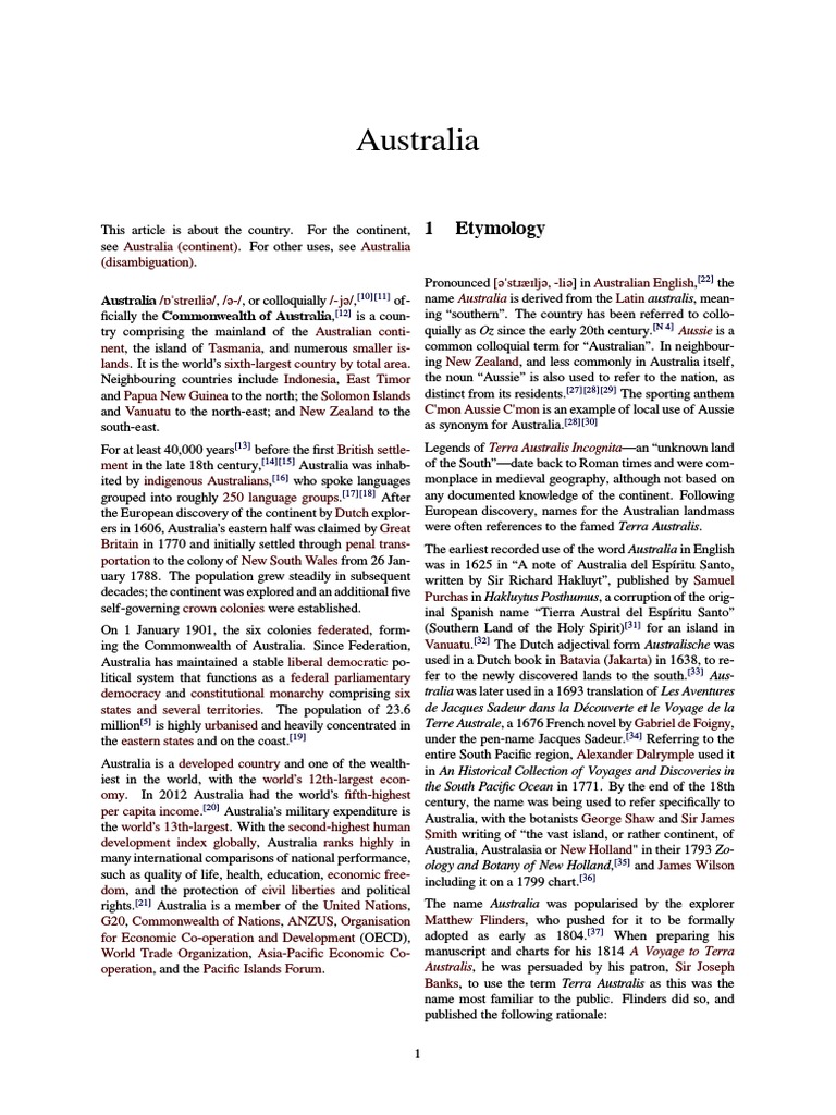 Overview of Australia’s History and Etymology | PDF | States And ...